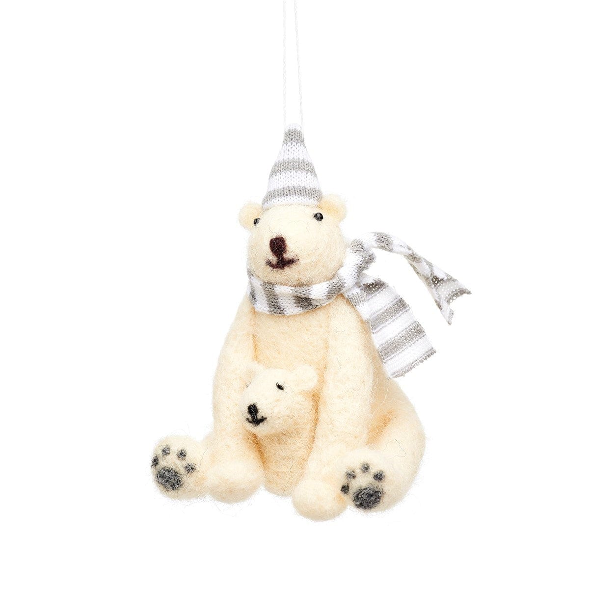 Sass & Belle Felt Polar Bear Christmas Decoration | Mollie and Fred ...