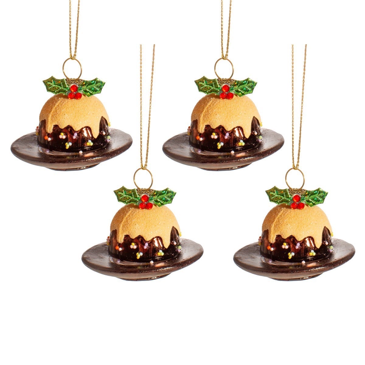Sass & Belle Set of 4 Christmas Pudding Decorations | Mollie & Fred ...