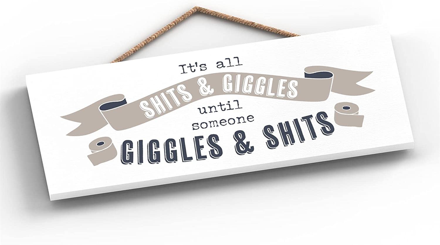 Sh*** & Giggles Novelty Wooden Sign Bathroom Accessory | Mollie & Fred ...