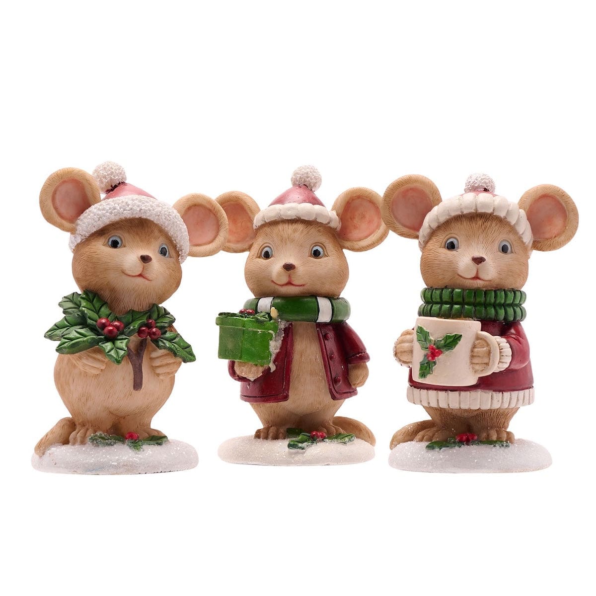 Festive Mice Christmas Decorations Set Of 3| Mollie & Fred – Mollie and ...