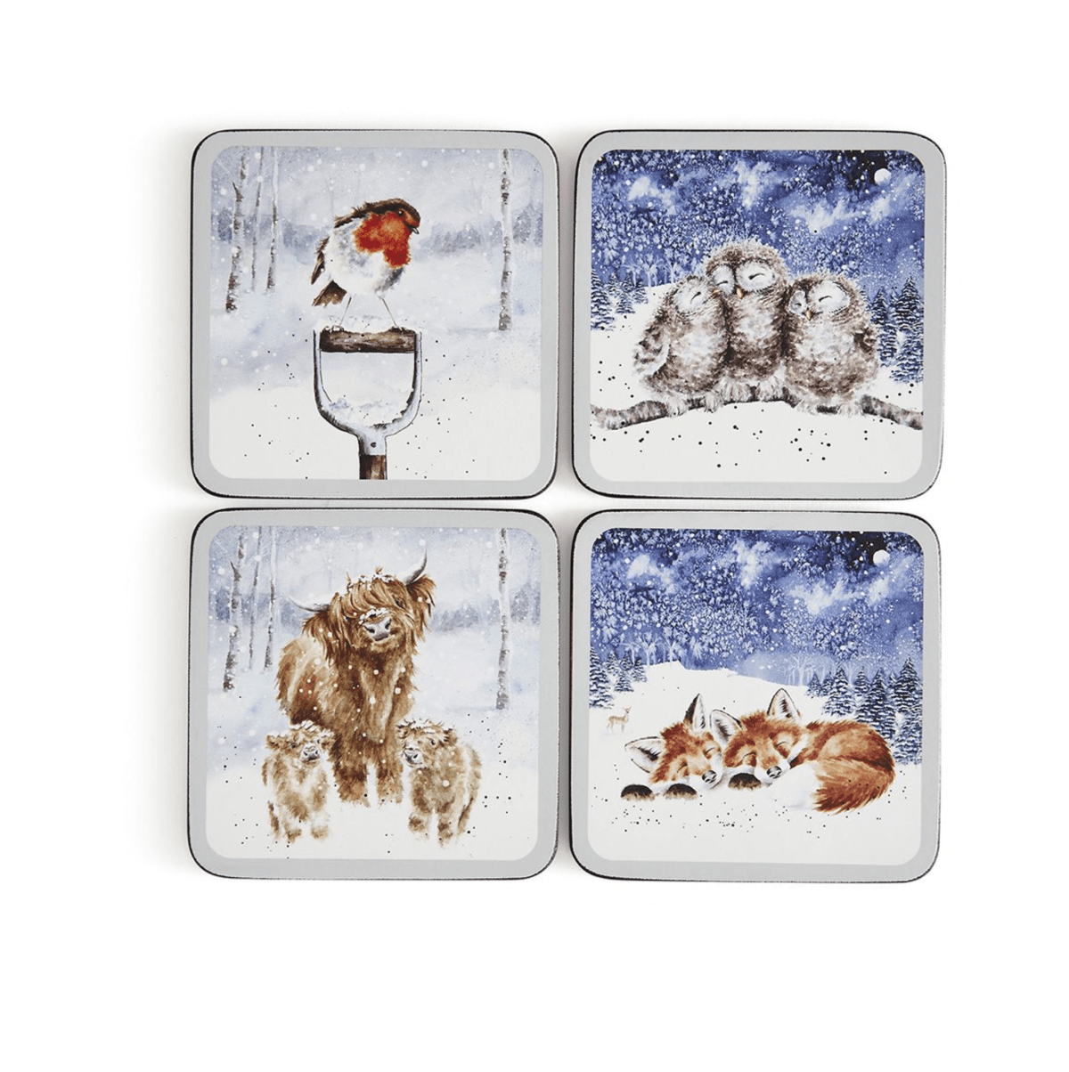 Wrendale Designs Set of 4 Winter Sky Christmas Coasters| Mollie & Fred ...
